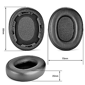 SR50BT Earpads Replacement Protein Leather Ear Pads Cushions Cover Repair Parts Compatible with Audio-Technica ATH-SR50BT Wireless Over-Ear Headphones (Black with Buckle)