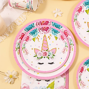 Gudvilla Birthday Decorations for Girls, 168 Pcs Pink Birthday Plates and Napkins Party Supplies, Girl Birthday Party Plates for 1st 2nd 3rd 4th 5th Girl Birthday Decorations, Serves 24 Guests