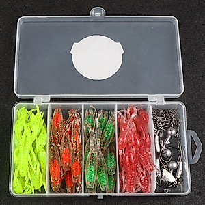 JOHNCOO Soft Lures Fishing Tackle Set Swimbaits Lures Kit Paddle Tails Craw Baits Curved Tail Grubs Weighted Hooks Swivels Fishing Accessories for Bass Pike Trout in Freshwater or Saltwater