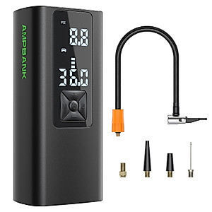 Tire Inflator Portable Air Compressor, AMPBANK AT003 Auto Air Pump for Car Tires, Tire Inflator 150PSI with 6000mAh Battery, Pressure Gauge & LED Screen, Air Compressor for Car, Motorcycle, Bike, Ball
