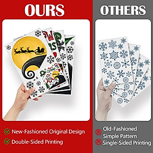 Yovkky 158 PCS Merry Christmas Nigh.tmar.e BEF.ore Christmas Window Clings, Santa Claus Xmas Tree Stickers Decals Decor, 2025 New Year Winter Holiday Party Home Kitchen Decorations