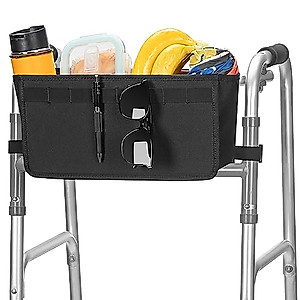 JOYTUTUS Walker Basket for Folding Walker, Basket for Walkers for Seniors,Rollator Walkers Storage Bag, Can be Installed Outside or Inside of Walker, Wheerchair