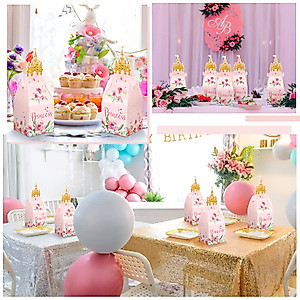 50 Pcs Princess Castle Party Favor Boxes Pink Candy Treat Cardboard Boxes Princess Crown Goodie Gift Bag Princess Party Supplies for Girl Kids Birthday Baby Shower Decorations (9.5 x 3.5 x 3.5 in)