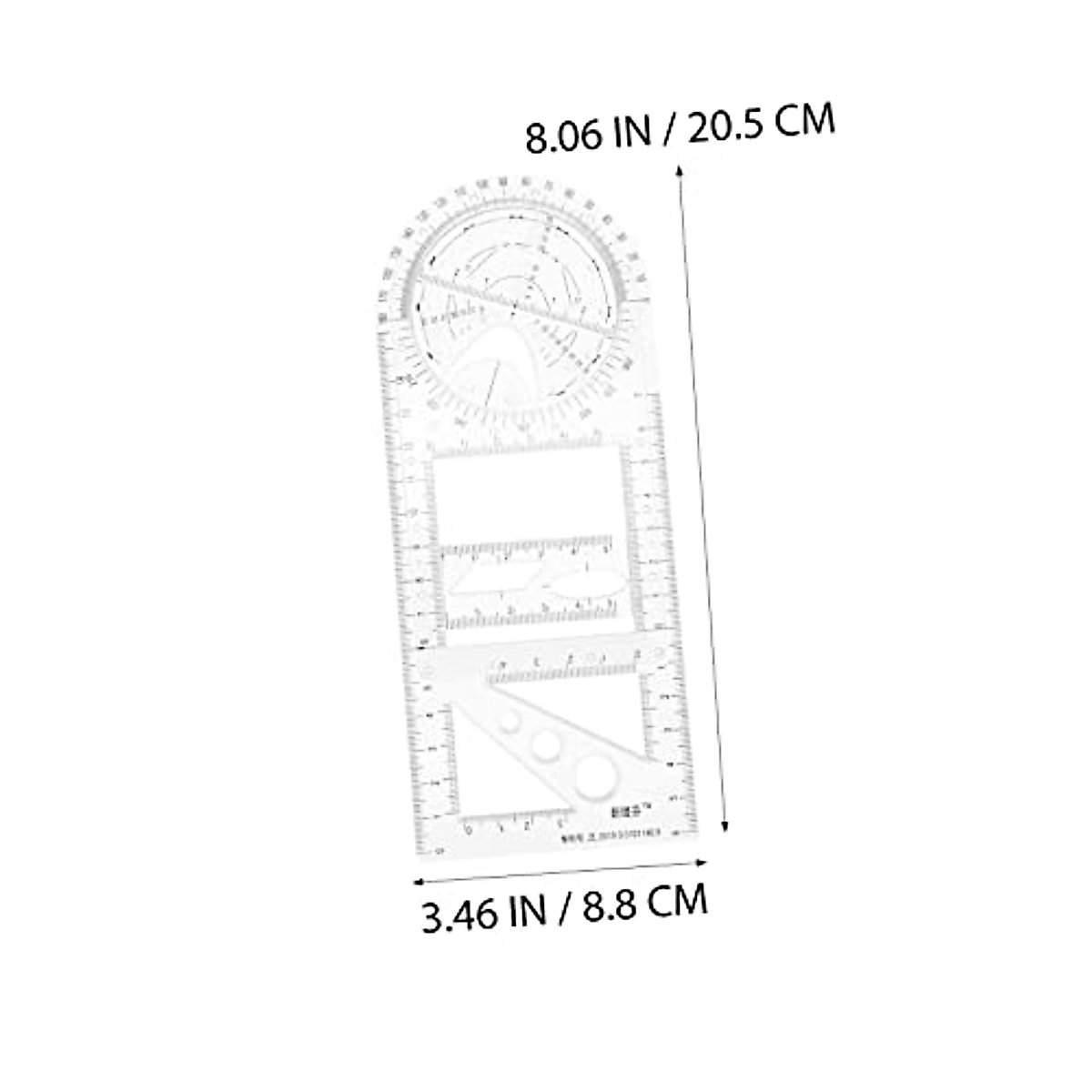 Geometric Drawing Ruler Ruler Metric Ruler Circle Stencil Clear Ruler Examination Use Ruler Mathematics Learning Ruler Drawing Rulers Multipurpose Plastic Ruler White