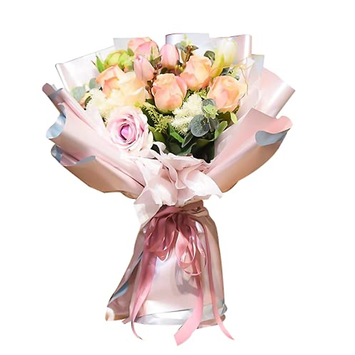 Rikyo 20 Sheets/4 Color Flower Rose Wrapping Paper,Vintage Style Waterproof Gift Packaging Florist Bouquet Wraps,Christmas Gift Flower Packaging Paper 22.5x22.5 Double Sided Colors