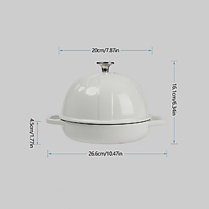 HAWOK Cast Iron Bread Oven with Cloche Lid, Dia. 7.8inch/20cm, Sourdough Baking Pan Enameled White