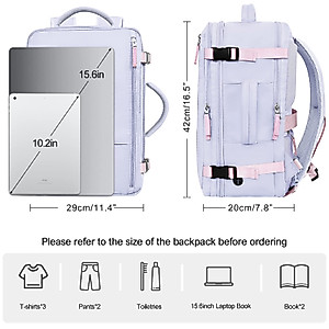 Rinlist Travel Laptop Backpack Carry On Backpack for Men Women Flight Approved College School Computer Bag for Business Hiking Personal Item Backpack Fits 15.6 Inch Notebook Purple