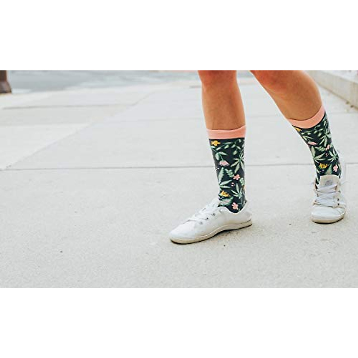 Crazy Dog T-Shirts Womens Flowers And Weed Socks Funny Graphic Sock Fun Pattern Hilarious Marijuana 420 Humor Footwear