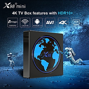 Android 11.0 TV Box, X98 Mini Amlogic S905W2 TV Box 4GB RAM 32GB ROM Support AV1 WiFi BT4.2 4K HDR Box with Keyboard i8