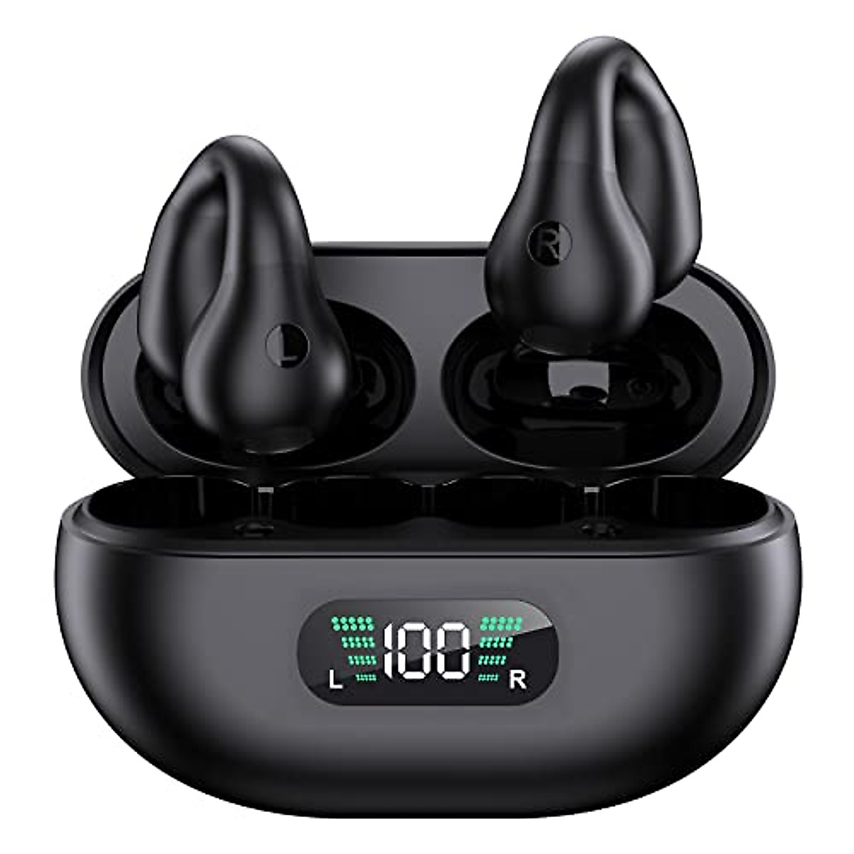 SZYCD Open Ear Headphones,Wireless Bluetooth TWS Earbuds,Sport Earbuds,Bluetooth 5.3 Clip-on Earphones for Cycling Driving,Running, Black