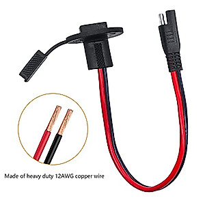 mankk 1.8ft SAE Power Socket Sidewall Port 10AWG Cable SAE Connector Weatherproof Universal Flush-Mountable Connector with Screws for Solar Generator Battery Charger M-V-013-LS