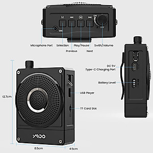 YMOO Voice Amplifier Wired Microphone,10W Powerful Penetrating Sound Portable Speaker for Teachers/Yoga/Tour Guide/Meeting/Mall