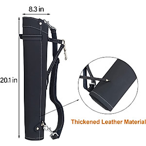 SOPOGER Archery Quiver,Leather Shoulder Back Arrow Quivers,Retro Waist Hip Arrow Bags,Dual Use with Large Pouch,Adjustable Belt for Outdoor Hunting & Target Practicing (Black)