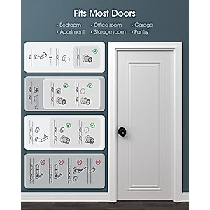 zincker Door Knob with Keypad Lock Interior Keyless Child Proof Electronic Pin Code Door Knob 5s Auto-Lock for Bedroom Apartment Garage Office Security Matte Black