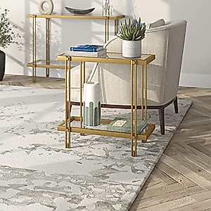 Henn&Hart 24" Wide Rectangular Side Table in Brass, Table for Living Room, Bedroom