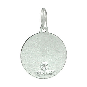 Sterling Silver Smiling Sun Necklace Round with 24 inch Surgical Steel Chain Italy 5/8 inch