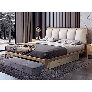 iwill CREATE PRO Pack of 2, 39.4" Large Size Folding Underbed Storage Organizer Boxes with Lid, Folding & Washable, 6 Handles on All Sides, Beige