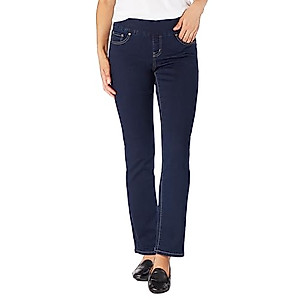 JAG Jeans Women's Peri Mid Rise Straight Leg Pull-on Jeans-Legacy, Ink, 4