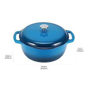 Amazon Basics Enameled Cast Iron Covered Dutch Oven, 6-Quart, Blue
