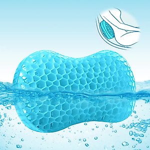 Sunlit Bath Jello Gel Bath Pillows, Lumbar Pillow for Bathtub, Back Support Pillow, Gel Pillow with Non-Slip Suction Cups for Lumbar, Back Rest Support, Fits Curved or Straight Back Tubs, Aqua