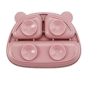 PandaEar 2 Pack Silicone Baby Suction Plates with 2 Spoons for Self Feeding, 100% Silicone Kids Toddler Suction Plates, Divided Baby Plate Set, Microwave & Dishwasher Safe, BPA Free