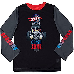 Hot Wheels Big Boys Pajama Shirt and Pants Sleep Set Black / Gray 10-12