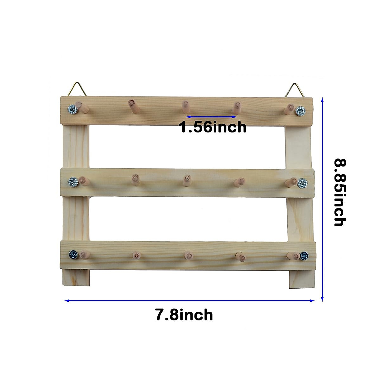 NW 15-Spools Wooden Thread Holder Sewing and Embroidery Thread Rack and Organizer Thread Rack for Sewing with Hanging Hooks