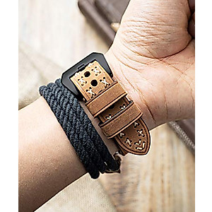 BINLUN Replacement Watch Bands Compatible with Samsung Galaxy Watch, Compatible with Huawei Watch, Compatible with Garmin Smartwatch Thick Oil Leather Watch Strap with X-Type Thick Line20/22/24mm