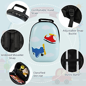 GYMAX Kids Carry On Luggage Set, 12" & 16" 2PCS Rolling Suitcase (Little Airplane)