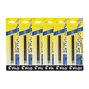 Pilot EasyTouch Dr Grip Retractable Ballpoint Pen Refills Black (6 Packs of 2 Refills each)