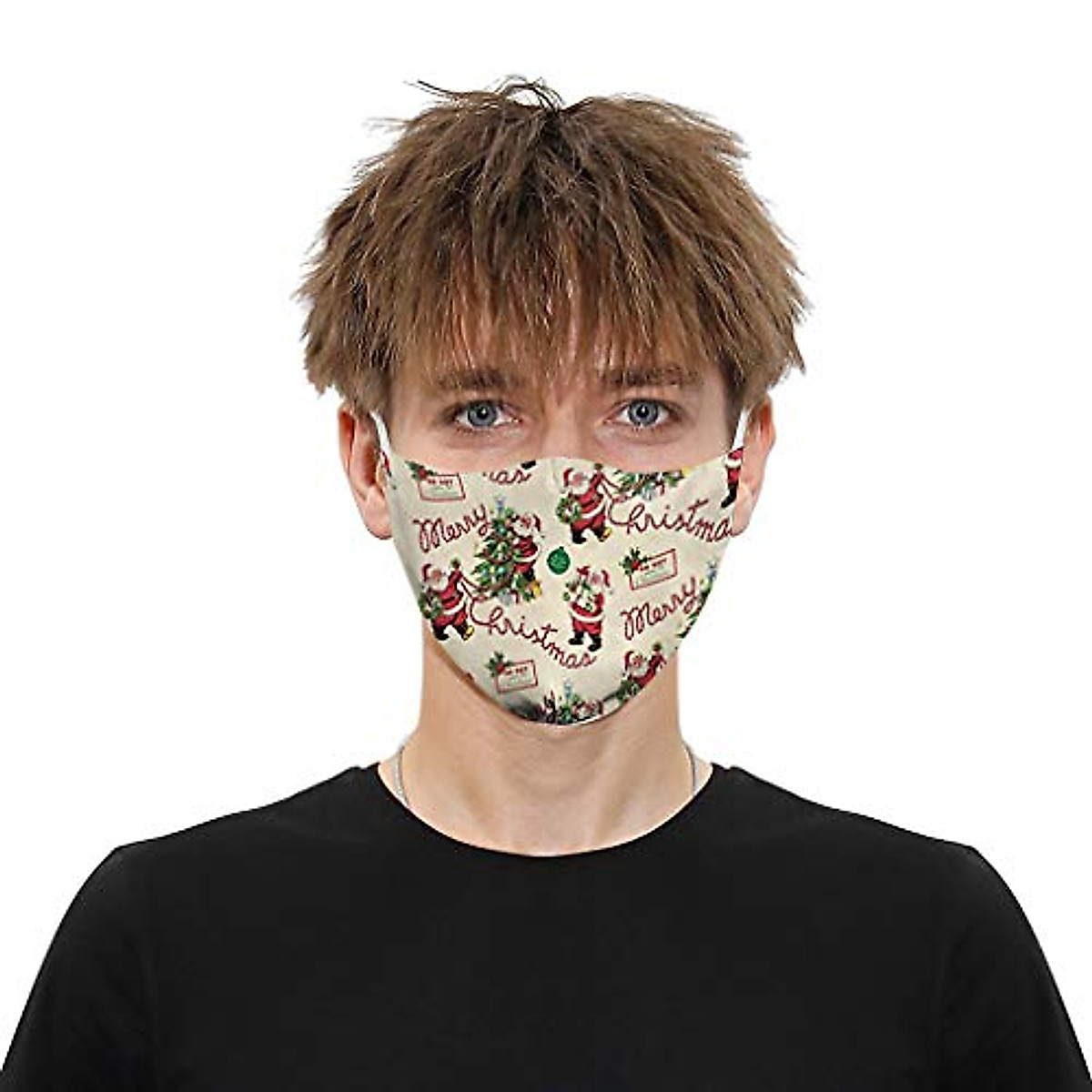 PENATE 3PCS Adult Children Washable Christmas Prints Facemasks Family Set -Filter Can Be Placed-Ship from U.S.