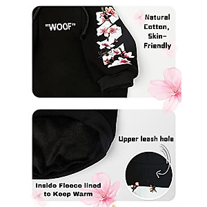 ChoChoCho Woof Dog Hoodie, Designer Dog Hoodies for Small Medium Large Breeds, Art Collection Dog Sweatshirts, Street Drawstring Hoodies Outfit Clothes for Puppy Puppies (M, Sakura/Black)