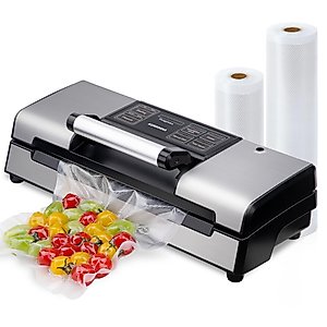 KURSINNA Automatic Vacuum Sealer Machine, 8 in 1 Multi-function Dry/Moist Modes For Food Preservation, Powerful Food Sealer with Built-in Cutter and Bag Storage | VS5738