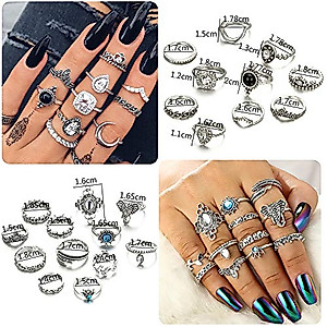 FIBO STEEL 101 Pcs Vintage Knuckle Rings for Women Stackable Midi Finger Ring Set