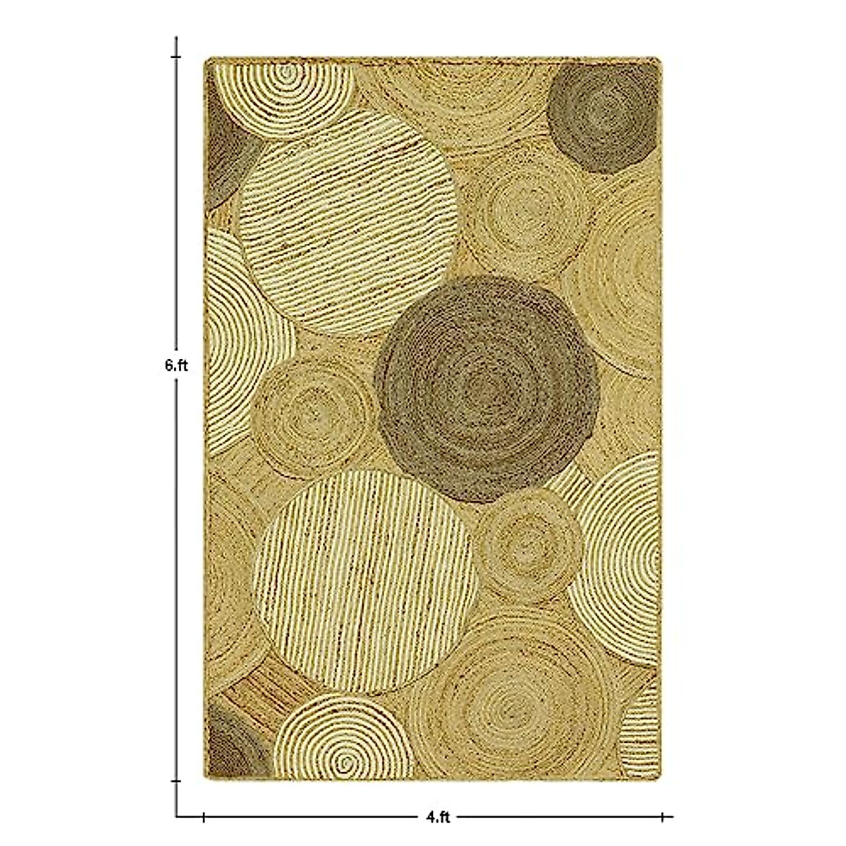 CASAVANI Natural Jute Rectangular Area Rug - 4' x 6', Beige & Black Geometric Braided Jute Rug Ideal for High Traffic Areas in Entryway, Living Room, Bedroom