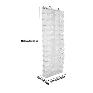 Tyenaza 26 Pocket Shoe Organizer, Crystal Clear over the Door Hanging Closets Storage Bag for Shoes, Sneakers or Accessories(white)