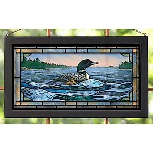 Wild Wings 5386500004 Stained Glass Art, 23-inch Width (Rough Water Loon)