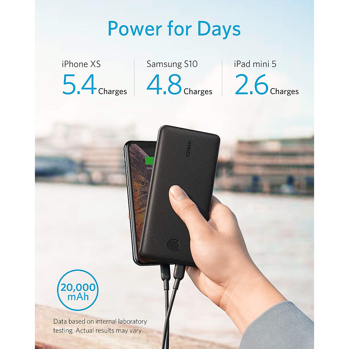 Anker Portable Charger, PowerCore Essential 20000 PD (18W) Power Bank with 18W USB C Charger, High Cell Capacity 20,000mAh Power Delivery Battery Pack for iPhone 11/11 Pro/11 Pro Max/X/8, Samsung