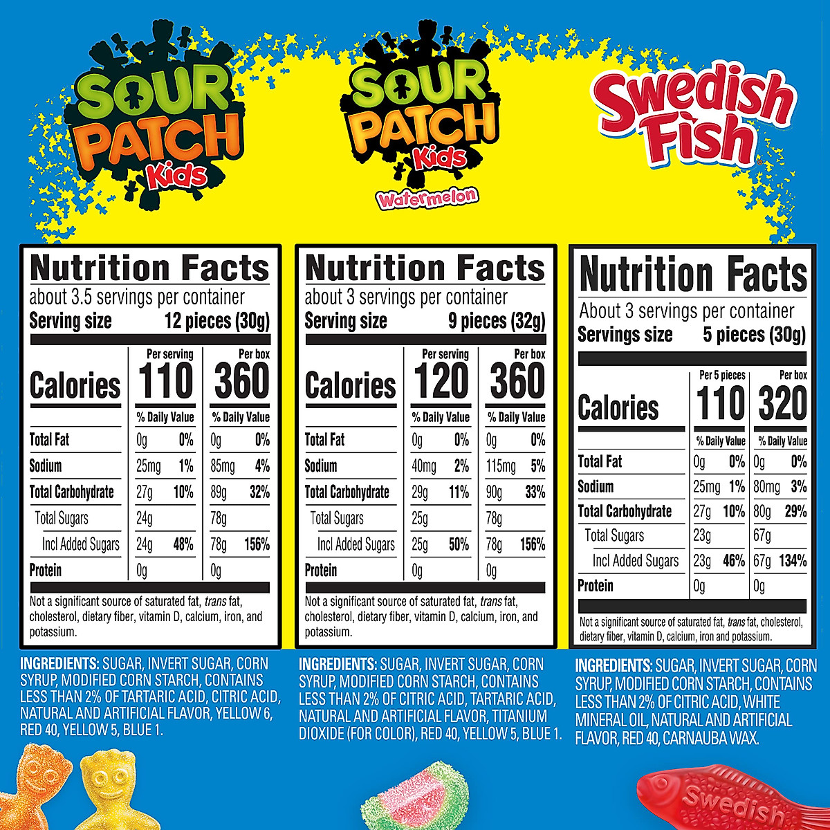 SOUR PATCH KIDS and SWEDISH FISH Soft & Chewy Candy Variety Pack, 15 Boxes