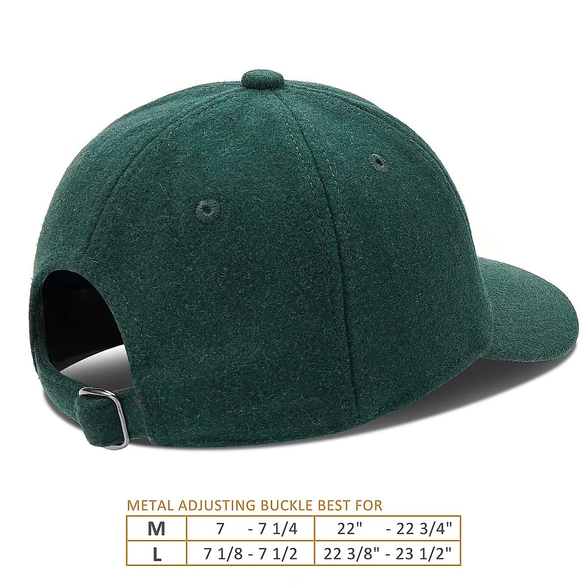 GADIEMKENSD Winter Baseball Caps Unstructured Wool Dad Hat Warm Trucker Hats Work Cap Workout Thick for Mens Womens 7 1/8-7 1/2 Blackish Green