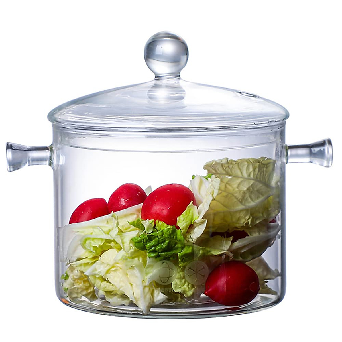 BUTIGE Glass Saucepan with Cover - 50oz Heat-Resistant Borosilicate Glass Handmade Cookware Set stovetop Pot - Safe for Pasta Noodle, Soup, Milk, Tea (1.5L)