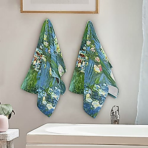 Hand Towel Set Monet Water Lilies Willow Absorbent Towel for Bathroom 14.4 x 28.3 Inch
