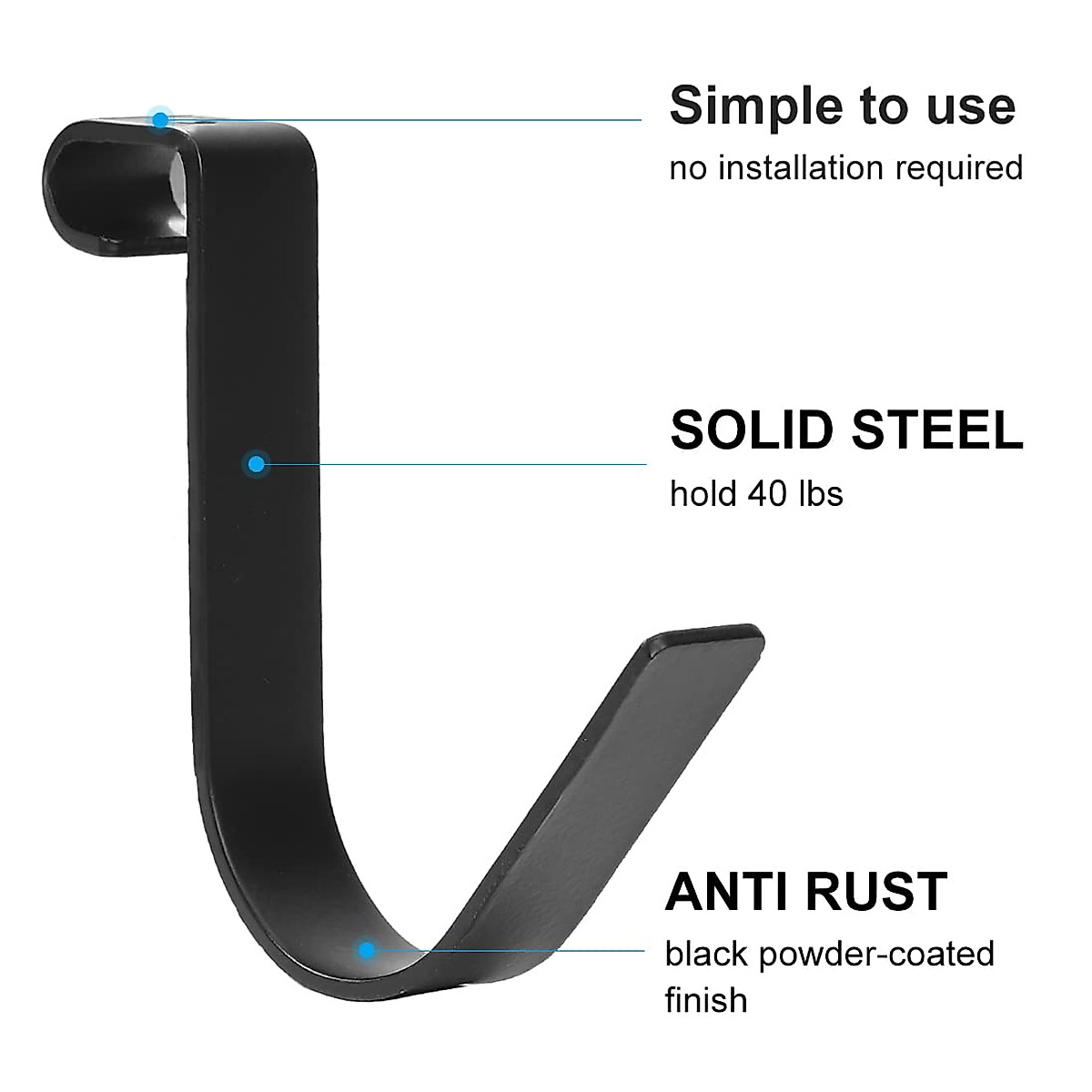 Pixplex Add-On Storage Hook Accessory for Ceiling Rack and Wall Shelving, Rail Hook, 6 Pack