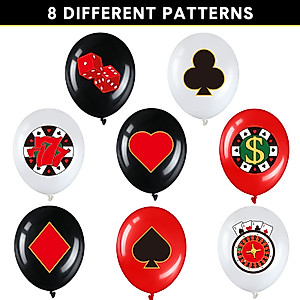 40 Pieces Casino Theme Party Decoration, Game Night Poker Card Latex Balloon Red Black Happy Birthday Carnival Balloon for Las Vegas Casino Night Party Supplies Indoor Outdoor Decor