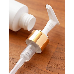 4 oz / 120 ml White Plastic HDPE Refillable Cylinder Squeeze Bottle with Gold Lotion Pump (12 Pack)