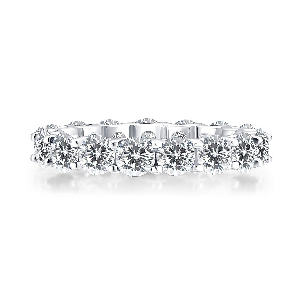 AINUOSHI Round Cut 4.0mm Full Eternity Bands Cubic Zirconia Wedding Band for Women Platinum Plated Sterling Silver Anniversary Ring (6.5)