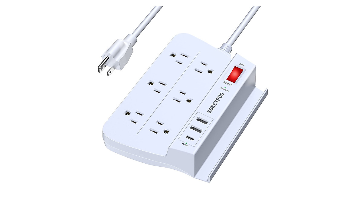 Power Strip Surge Protector, Extension Cord with Multiple Outlets 6ft, ETL Listed, 6 Outlets 3 ...