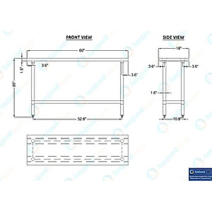 AmGood 18" X 60" Stainless Steel Work Table | Metal Kitchen Food Prep Table | NSF