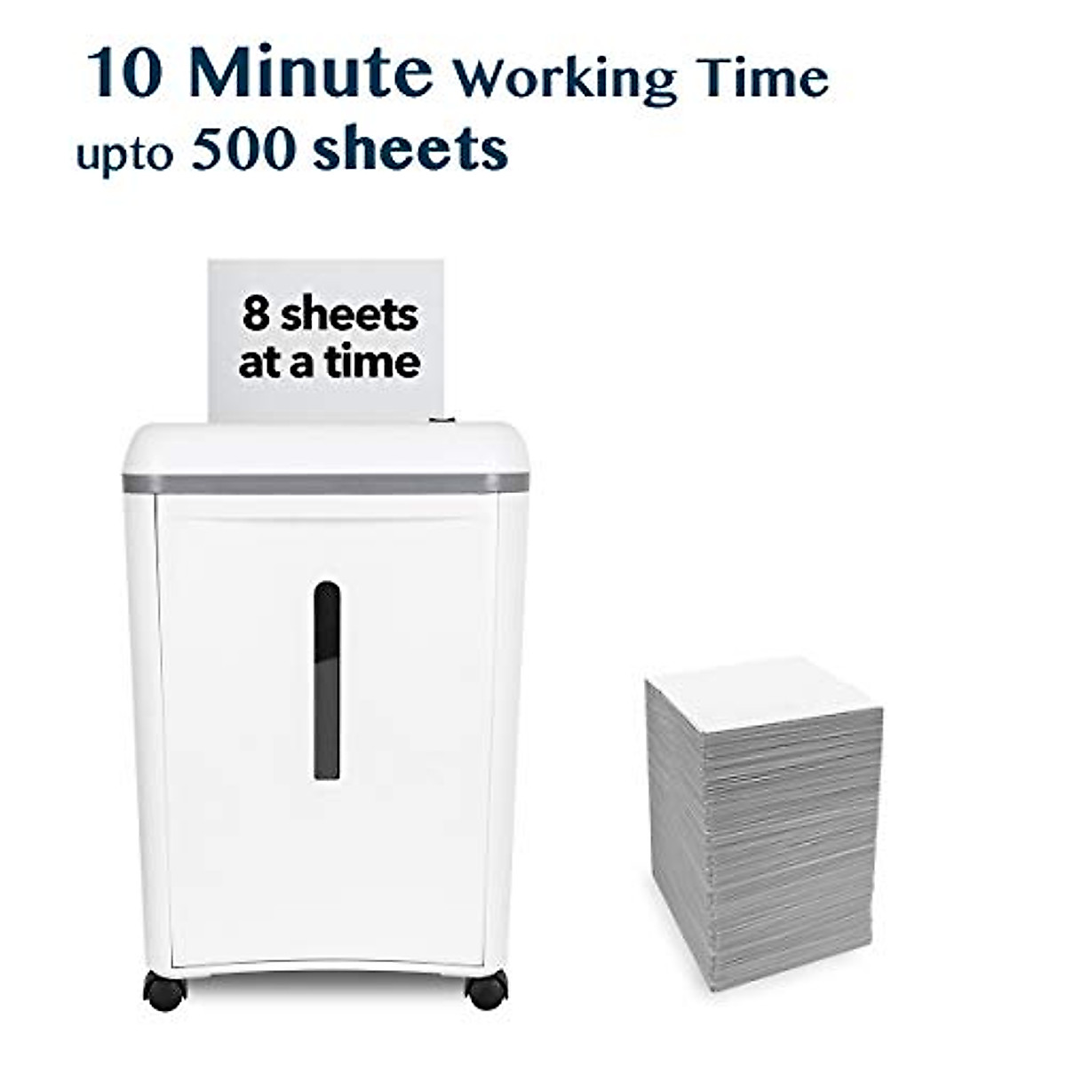 WOLVERINE 8-Sheet Super Micro Cut High Security Level P-5 Ultra Quiet Paper/Credit Card Home Office Shredder with 4.5 gallons Pullout Waste Bin SD9101 (White)