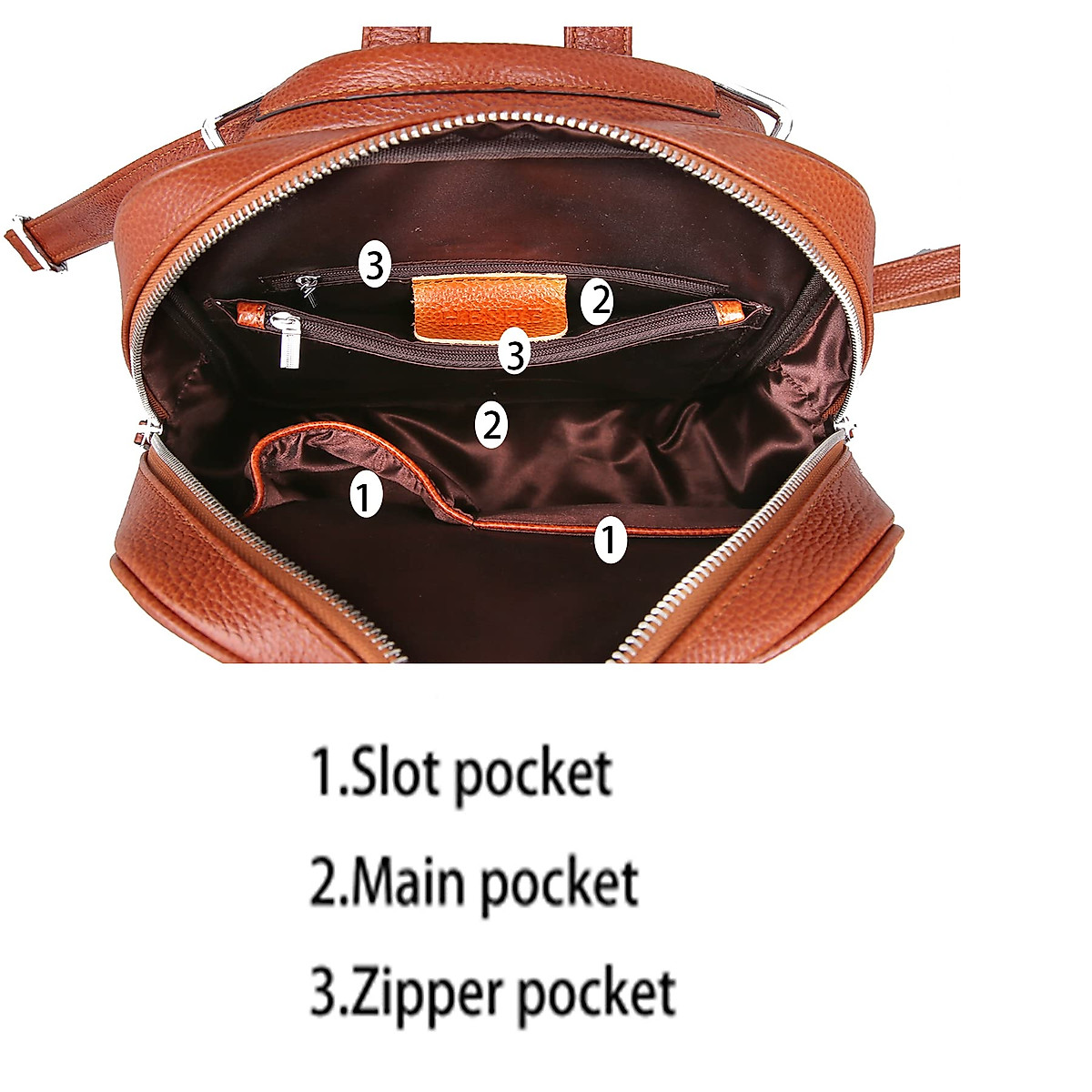 HESHE Genuine Leather Backpack Purse for Women Fashion Multipurpose Travel Ladies Purses Casual Daypack(Sorrel)